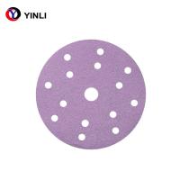 China Abrasive Automotive Purple Zirconia Sanding Disc 4-7 Inch Multi Holes Velcro for sale