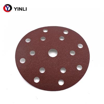 China 6 Inch Red Aluminum Oxide Sanding Disc 120 Grit Hook and Loop Abrasive Grinding Wheel for sale