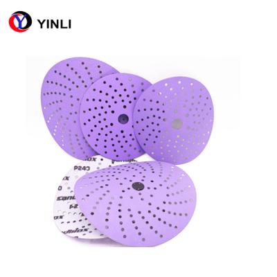 China Polyester Film 600 Grit 6 Inch Sanding Discs for Metal Purple Zirconia Hook and Loop for sale