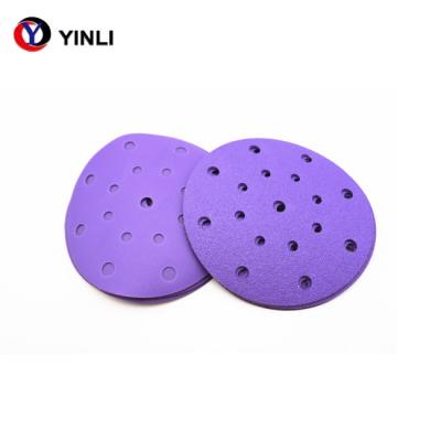 China Ceramic 6 Inch Hook And Loop Sanding Discs 60 Grit With 17 Hole for sale