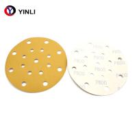 China 6 Inch 17 Hole Yellow Aluminum Oxide PSA Sanding Discs 40-600 Grit for sale