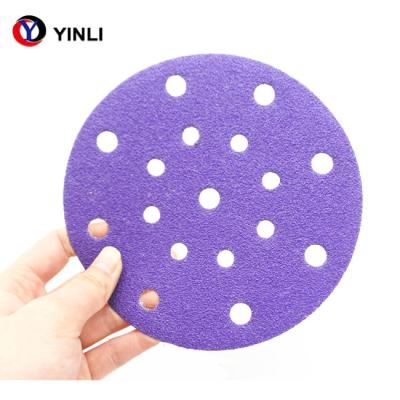 China 150mm 40 Grit Zirconia Sanding Disc 6 Inch Adhesive Abrasive Purple for Metal Wood for sale
