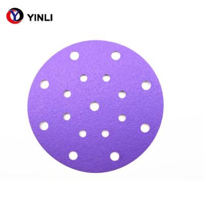 China 8 Holes 125mm Purple Sanding Disc 240 Grit for Car Body Putty Sanding for sale