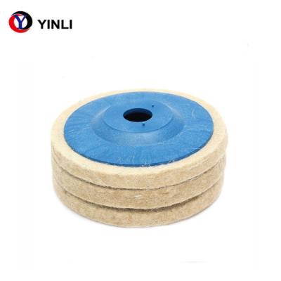 China Industrial 100% Wool Felt Polishing Wheel 125mm 5 Inch for Glass Edge Grinding for sale