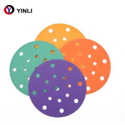China Customized 6 Inch Hook and Loop Sanding Discs Multi Holes P40-P2000 for Car Polishing for sale