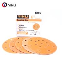 China 150mm Ceramic Sanding Disc 6 Inch Hook And Loop Sanding Pads Orange for sale