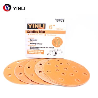 China 150mm Ceramic Sanding Disc 6 Inch Hook And Loop Sanding Pads Orange for sale