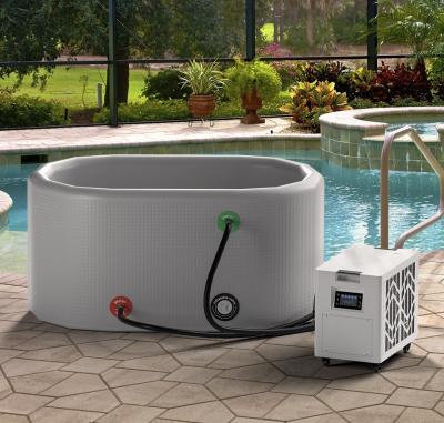 China Commercial Ice Bath Tub Rectangular With Chiller One Recovery Barrel for sale