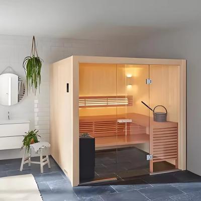 China 6 X 6 X 7 Rectangular Outdoor Wooden Steam Sauna Cabin Offering Spacious Interior and Steam Distribution for Maximum Comfort for sale