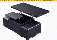 China Rectangle Space Saving Lift Top Coffee Table Office Furniture With Storage Stools for sale