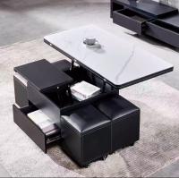 China Rectangle Space Saving Lift Top Coffee Table Office Furniture With Storage Stools for sale