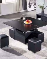 China Rectangle Space Saving Lift Top Coffee Table Office Furniture With Storage Stools for sale