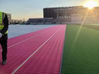 China FIFA Standard 8mm 15mm Artificial Grass Underlay Shock Pad PE Foam for Sports Fields for sale