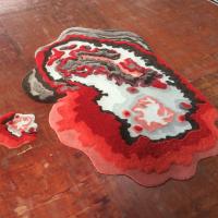 China Handmade Cut Pile Acrylic Wool Silk Viscose Round Bedroom Carpet for Christmas Decor for sale