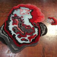 China Handmade Cut Pile Acrylic Wool Silk Viscose Round Bedroom Carpet for Christmas Decor for sale