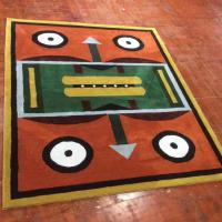 China Handmade Logo Rug Mat Carpet with Cotton Cloth Backing and Acrylic Surface Material for sale