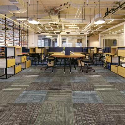 China Commercial Office Modular PE Backing Carpet Tiles 50x50 with Square Pattern Puzzle for sale