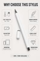 China Factory 2-in-1 Passive Stylus Pen, Precision Disc & Fiber Mesh Tip, Universal Touch Pen for iPad iPhone Android, Custom Logo OEM for sale