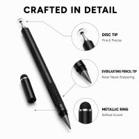 China 2 in 1 Dual Head Stylus Pen Disc and Pencil Tips, Universal Capacitive Stylus for Tablets Touch Screen Phones, Matte Black Body for sale