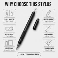China 2 in 1 Dual Head Stylus Pen Disc and Pencil Tips, Universal Capacitive Stylus for Tablets Touch Screen Phones, Matte Black Body for sale