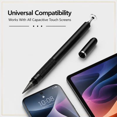 China Dual Head Stylus Pencil 143mm 9mm Matte Black Capacitive Pen with Detachable Cap, Everlasting Graphite Tip for Notes and Drawing for sale
