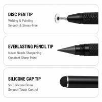 China Dual Head Stylus Pencil 143mm 9mm Matte Black Capacitive Pen with Detachable Cap, Everlasting Graphite Tip for Notes and Drawing for sale