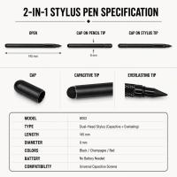 China Universal Capacitive Pen for Tablets and Smartphones, 2 in 1 Touch Screen Rubber End plus Graphite Pencil Nib, No Battery for sale
