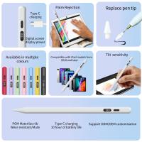 China Type-C Fast Charge iPad Stylus LED Power Display 10-12H Battery Palm Rejection Tilt Function Aluminum Unibody 8 Colors for sale