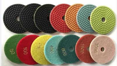 China 4 Inch 7 Step Wet Diamond Polishing Pads 50-3000 Grit for Granite Marble Stone for sale