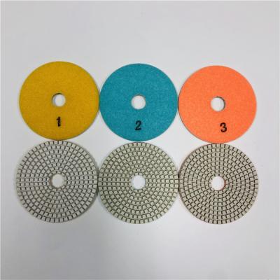 China 4 Inch 3 Step Wet Marble Diamond Polishing Pad 50-6000 Grit for Granite Limestone for sale