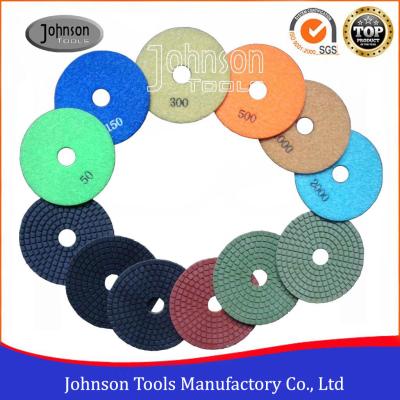 China 4 Inch 100mm Flexible Diamond Polishing Pads for Engineered Stone - 2.5-3.0mm Thickness with 8 Grit Sizes for sale