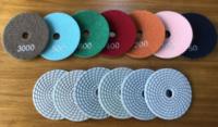 China 4 Inch Wet Diamond Polishing Pads for Granite 100mm 7 Grit Set Helical Teeth for sale
