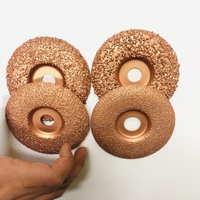 China 4 Inch Vacuum Brazed Tungsten Carbide Grinding Disc 100mm 16mm Bore for Tire Rubber for sale