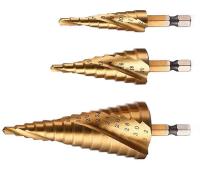 China SGS HSS 4241 Titanium Coated Step Drill Bit Set - 4-32mm Range with Hex Shank for Metal Drilling for sale