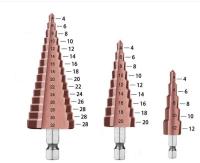 China HSS Titanium Coated Step Drill Bit Set 3pcs Hex Shank 4-20mm for Metal Drilling for sale