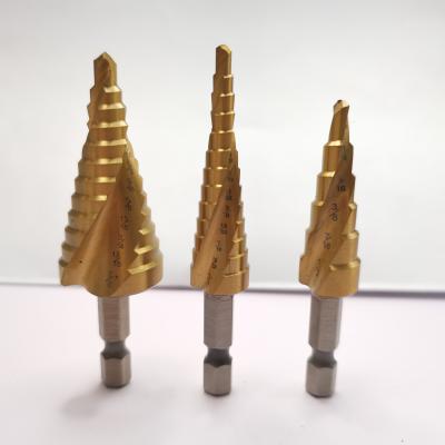 China 3PCS Cobalt Coated Step Bits Titanium Hex Shank HSS  Co Drill Bits for sale