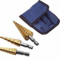 China 3pcs HSS 4241 Titanium Coated Step Drill Bit Set 4-32mm for Metal Drilling for sale