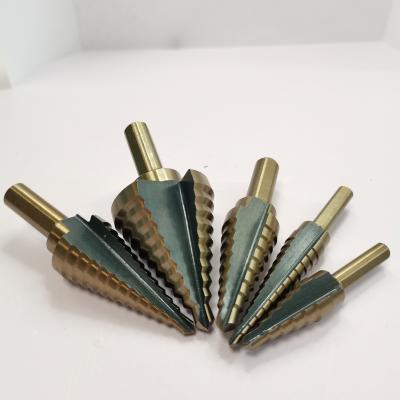 China 5 Piece HSS Cobalt Step Drill Bit Set Hex Shank 1/8 to 1/2 Inch for Hard Metal for sale
