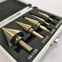 China 5pcs HSS Titanium Step Cone Drill Bits Set Triangle Shank 1/4-3/4 Inch for sale