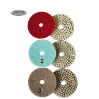 China 4 Inch 100mm Diamond 3 Steps Marble Polishing Pad for Stone Grinding for sale