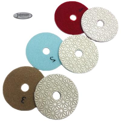 China 100mm 3 Step Diamond Granite Polishing Pads 4 Inch Wet Use for Marble Stone for sale