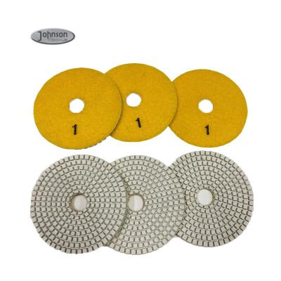 China 100mm 3 Step Granite Polishing Pads 4inch Diamond Resin for Stone Marble Ceramic for sale