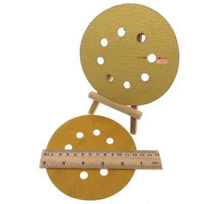 China 8 Hole 125mm Yellow Hook and Loop Orbital Sander Diamond Pads for Car Paint Wood for sale