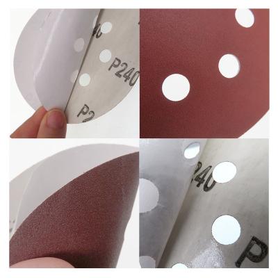 China 5 Inch 125mm PSA Self Adhesive Orbital Sander Sandpaper Discs Red Aluminum Oxide for Polishing Sanding for sale