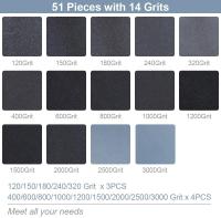 China 51 Pack 9x3.6 Inch Silicon Carbide Sandpaper P120 to P10000 for Wood Furniture for sale