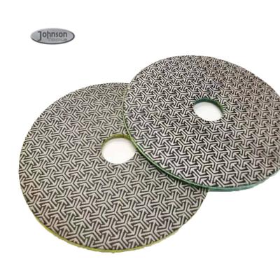 China 4 Inch Diamond Metal Polishing Pad Triangle Pattern Wet Use for Granite Marble Stone Wood for sale