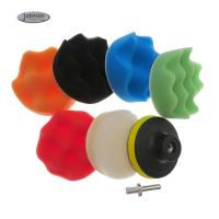 China 3 Inch Foam Buffing Pad Round Wave Sponge for Car Polishing - Orange/Green/Yellow/Blue/Black Colors for sale