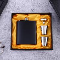 China 304 Stainless Steel Hip Flask Set for Alcohol Matte Black Capacity 1oz 2oz 3oz 4oz 5oz for sale
