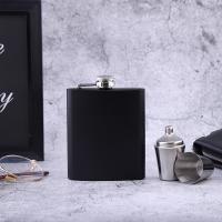 China 304 Stainless Steel Hip Flask Set for Alcohol Matte Black Capacity 1oz 2oz 3oz 4oz 5oz for sale