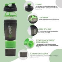 China Leak Proof 16oz Fitness GYM Sports Protein Mixes Shaker Bottle with Two Extra Compartments for sale